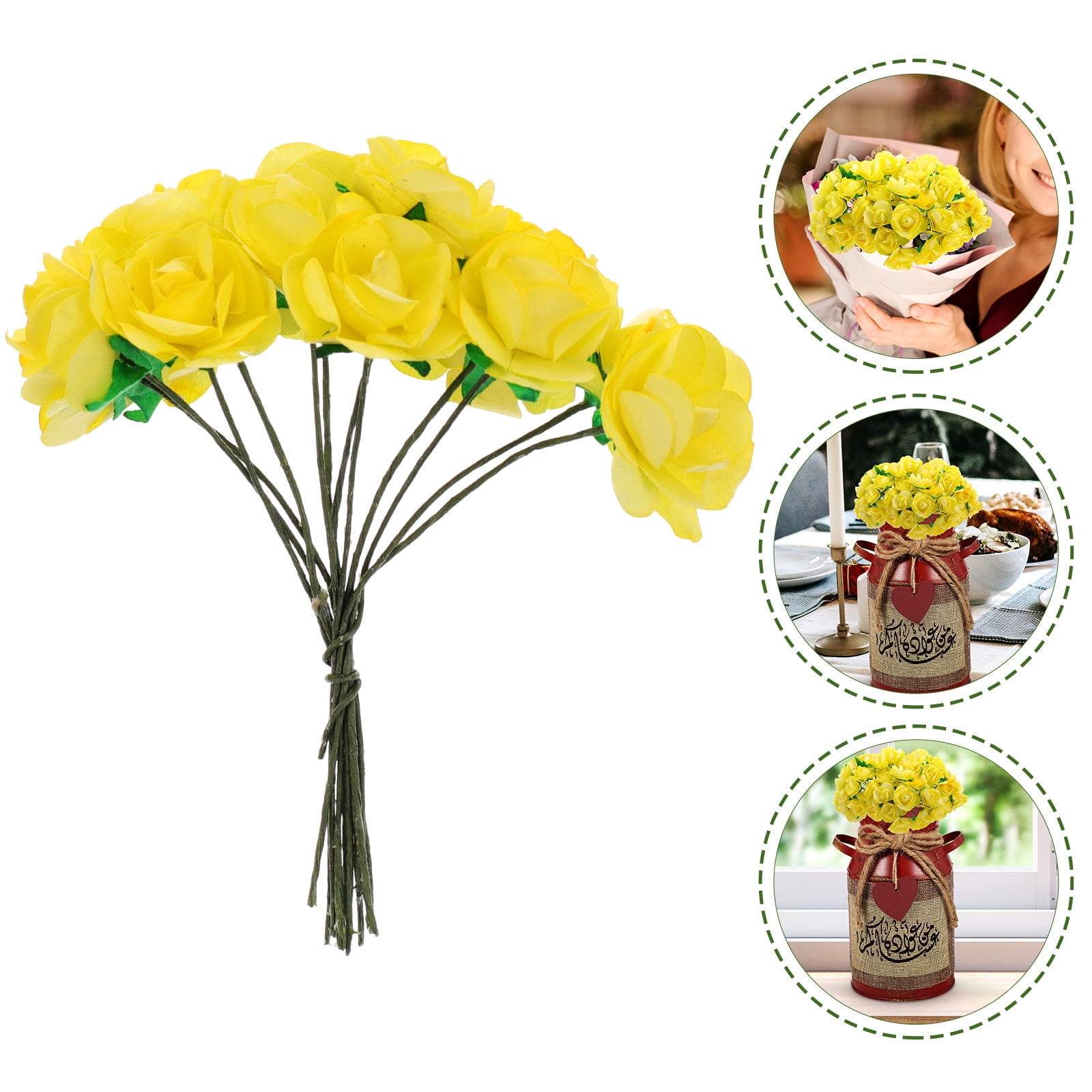 Hemoton 144 Pcs Yellow Paper Flower Decorations for Party and Wedding ...