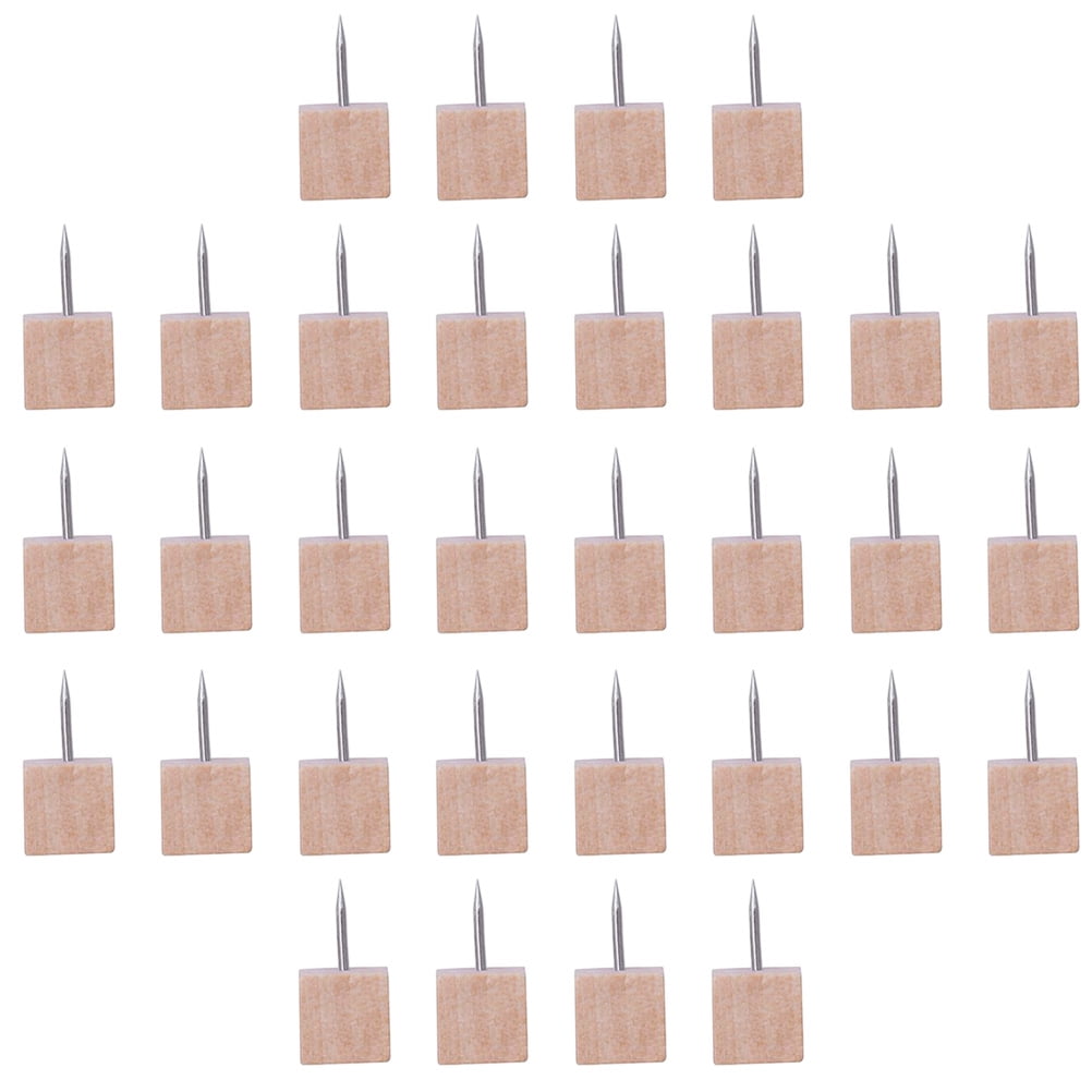 HEMOTON Wood Push Pin for Office Use Beige Plastic Thumb Tacks Pack of ...