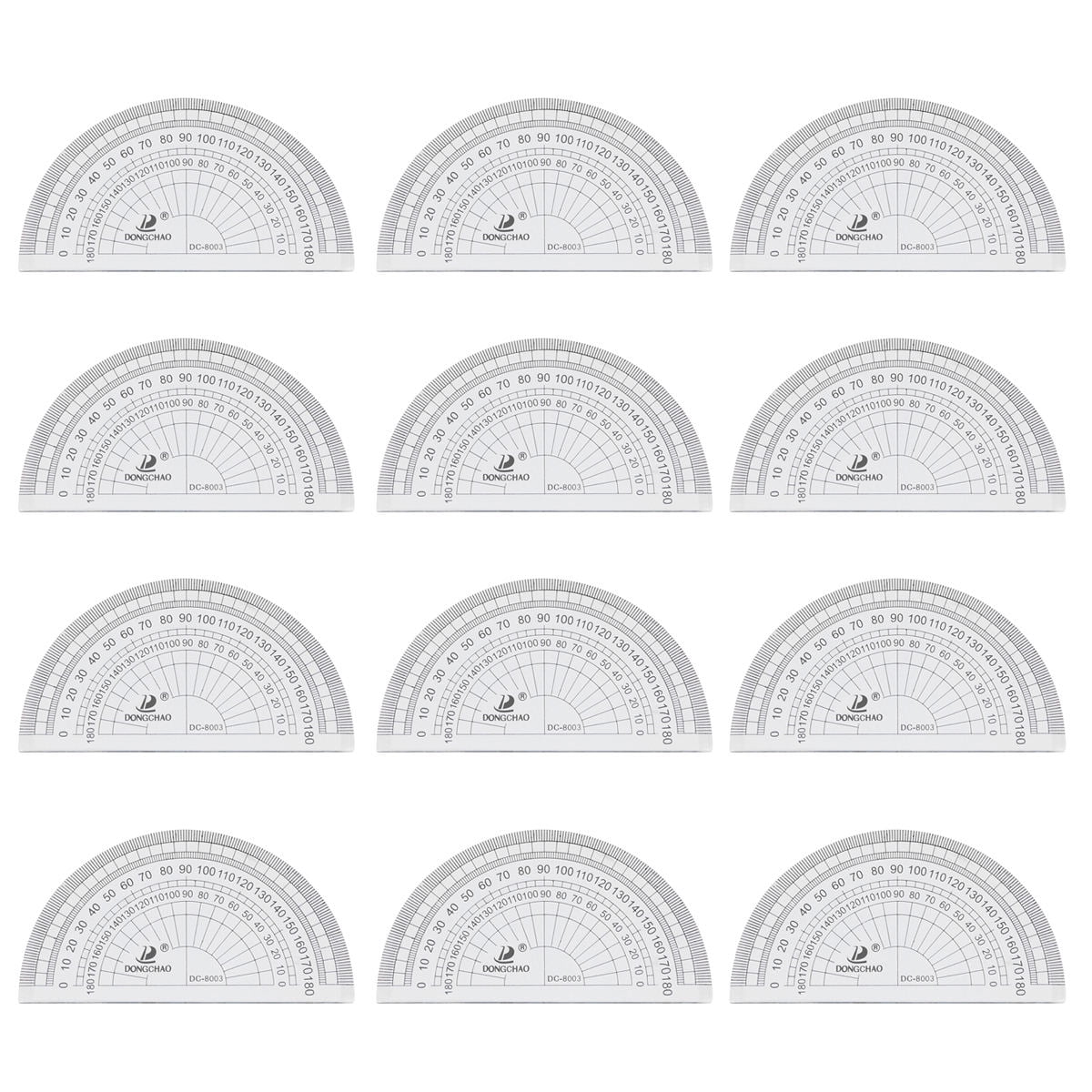 SOPOTUTU 15pcs Transparent Math Protractor Half Round Angle Measurement ...