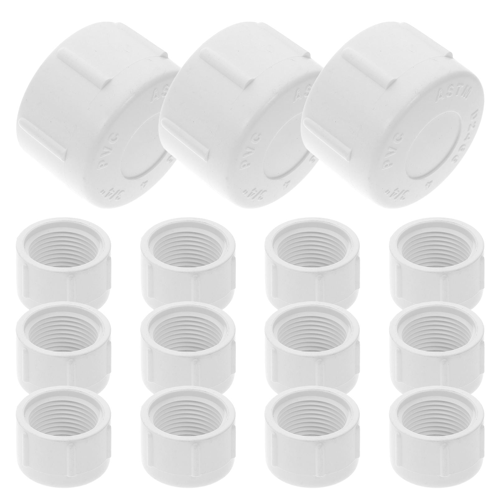 Hemoton 15Pcs Threaded PVC Pipe Caps Female Sprinkler Cap Plug Adapter White PVC Fittings ...