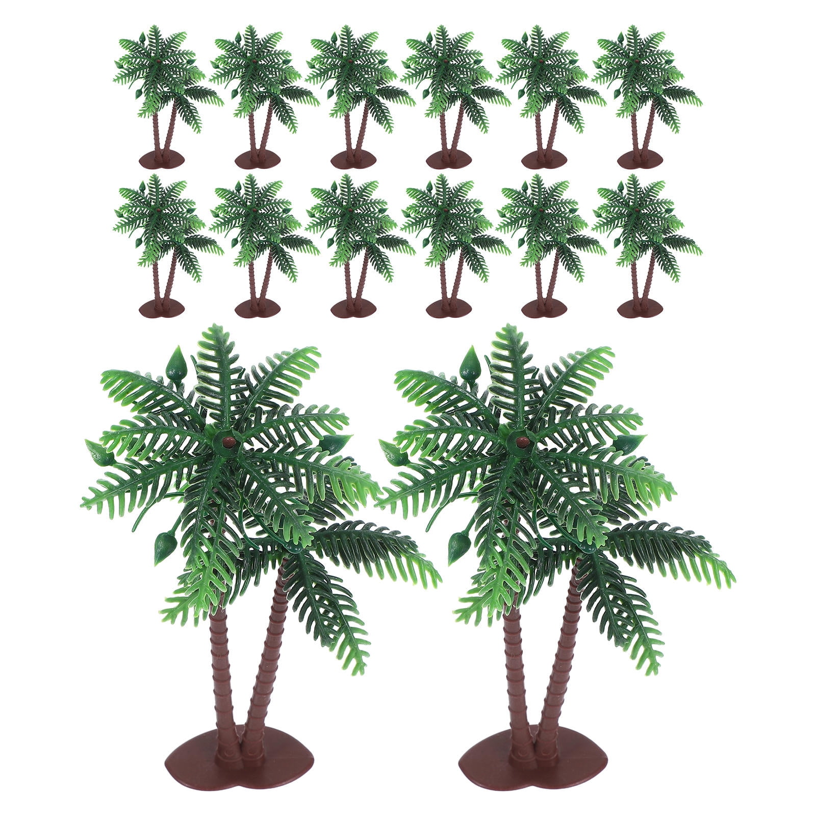 Hemoton 15pcs Plastic Green Palm Trees Fake Coconut Palm Trees For ...