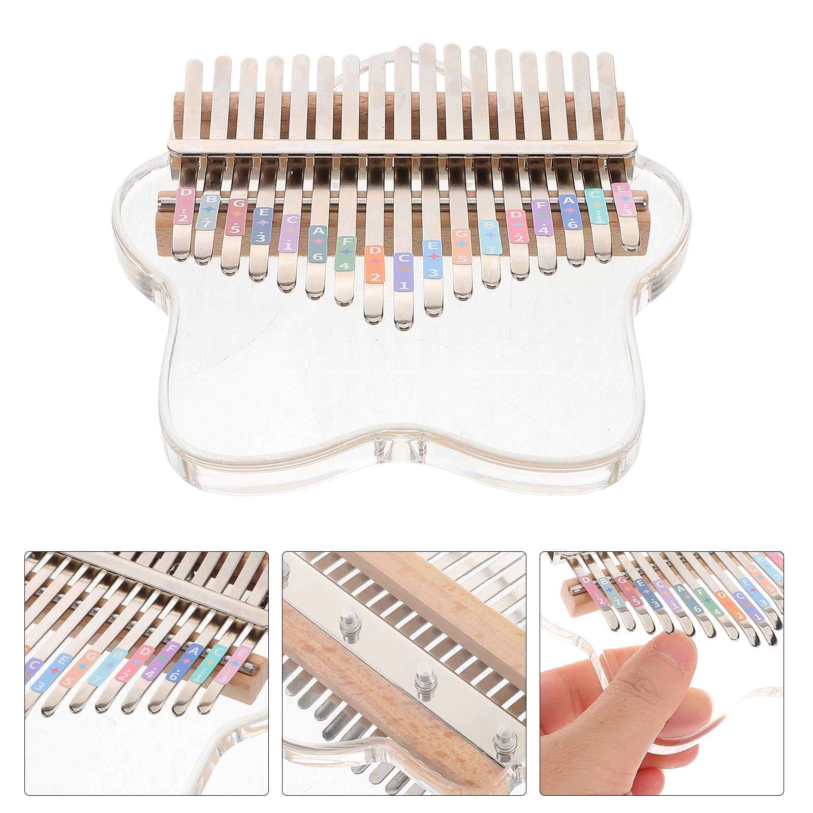 HEMOTON Crystal Clear 17Key Thumb Piano Kalimba Instrument Portable for ...