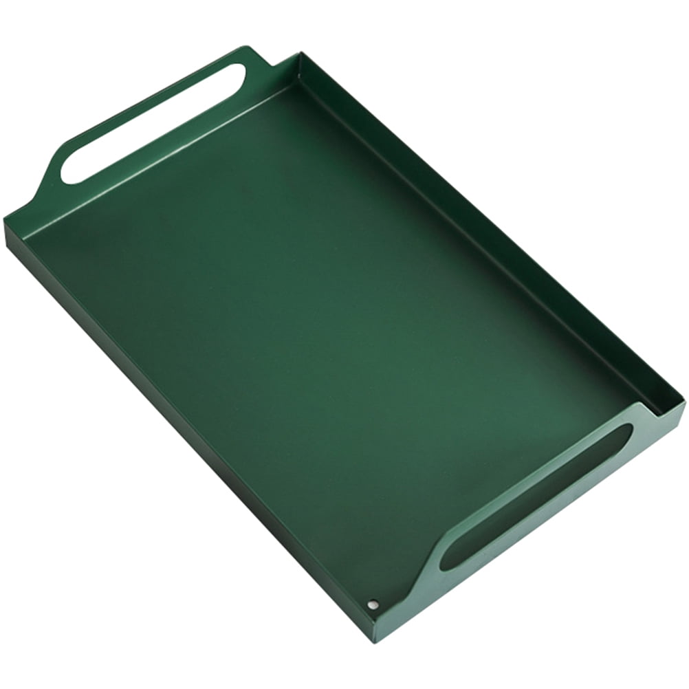 Hemoton 1Pc Metal Rectangular Tray with Handles Iron Serving Tray Food ...