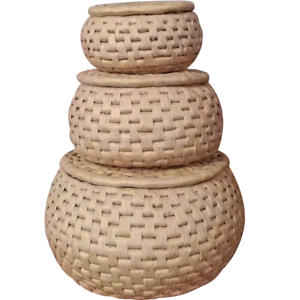 Hemoton 1set Storage Boxs Paper Rope Woven Basket Desktop Woven Boxes ...