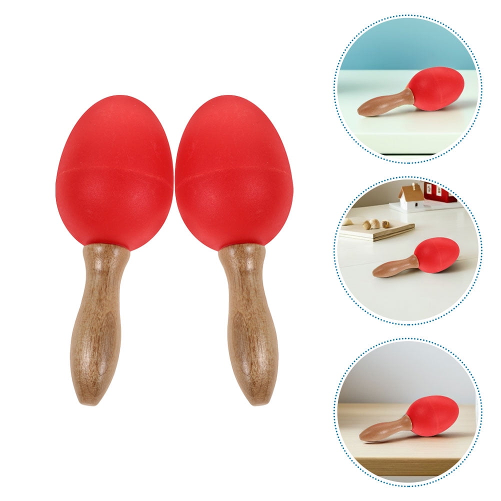 Hemoton 2 Pairs Handheld Maracas Kids Musical Shakers Wooden Percussion ...
