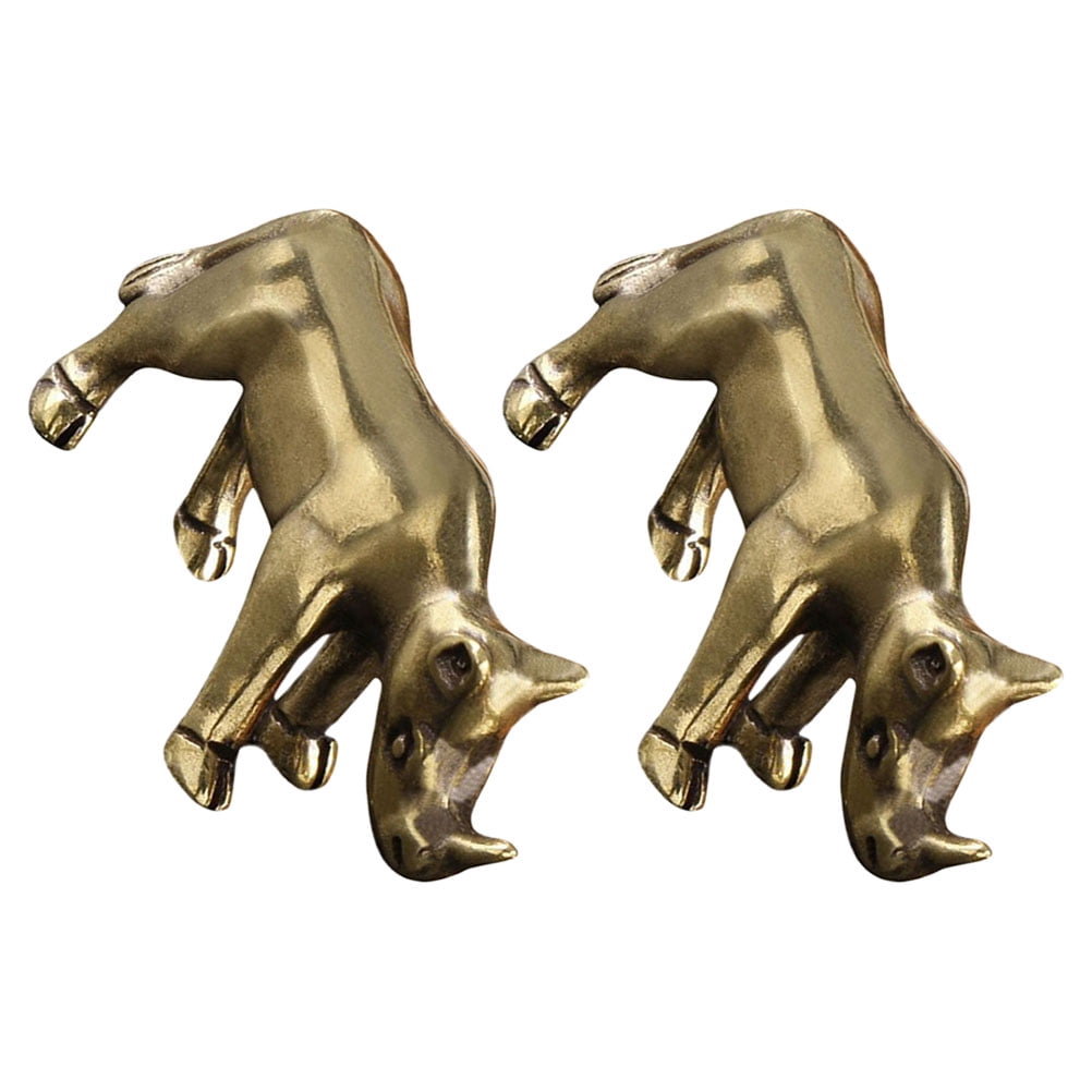 Hemoton 2 Pcs Brass Rhinoceros Statues Cabinet Plaster Figure Critter ...