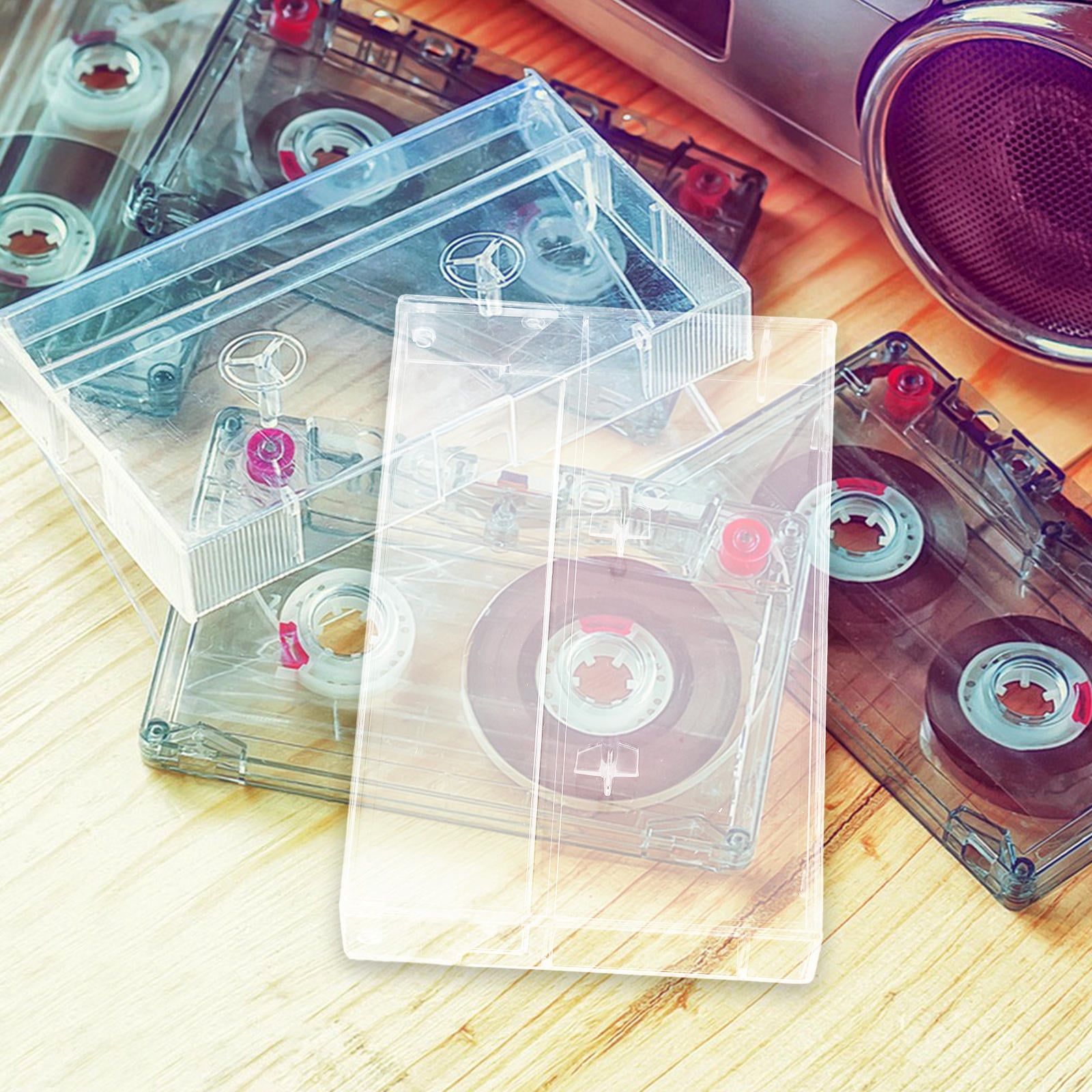 Hemoton 2 Pcs Cassette Tape Case Clear Plastic Cassette Case Audio ...