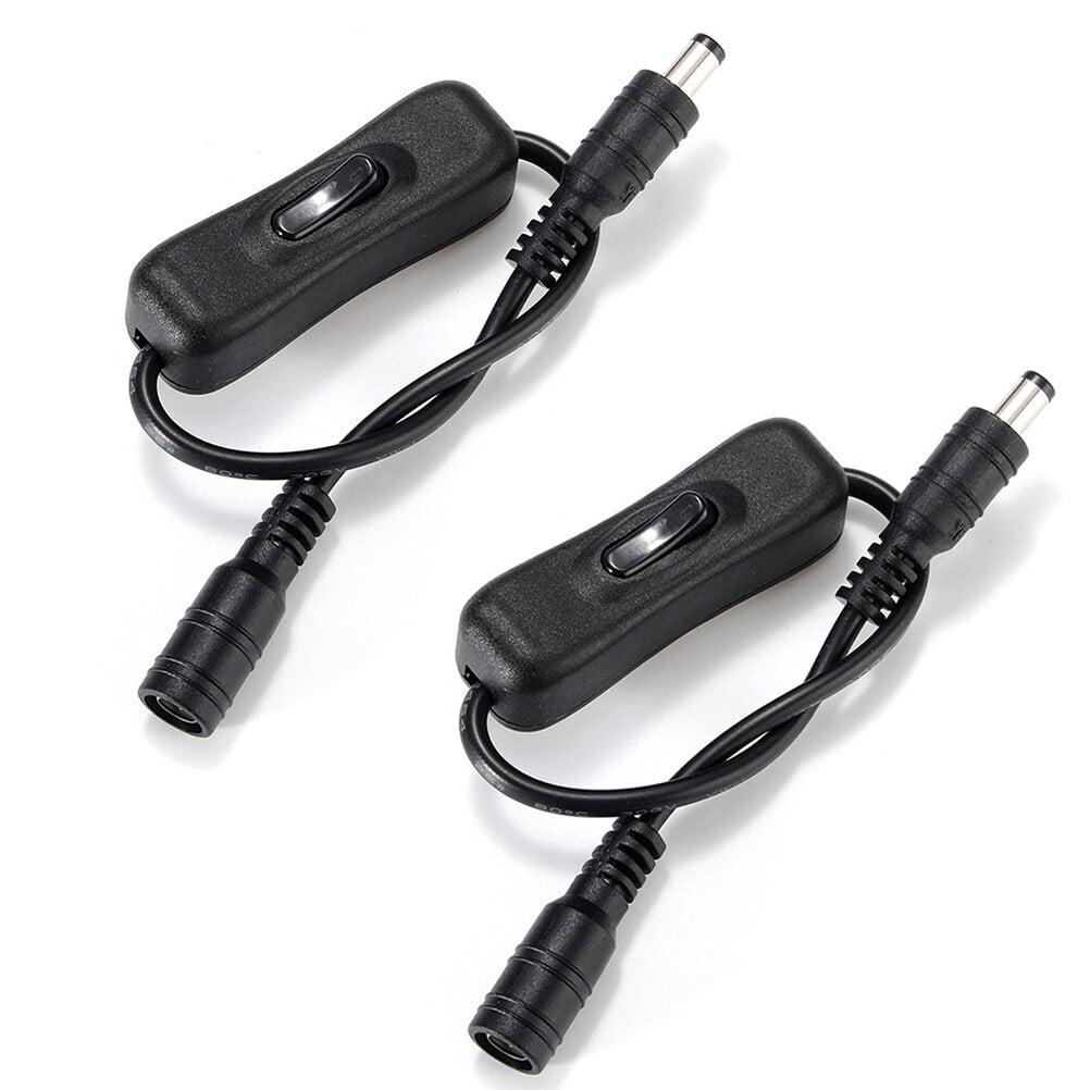 Hemoton 2 Pcs LED Strip Light Inline On/Off Switch Cable DC Jack Male ...