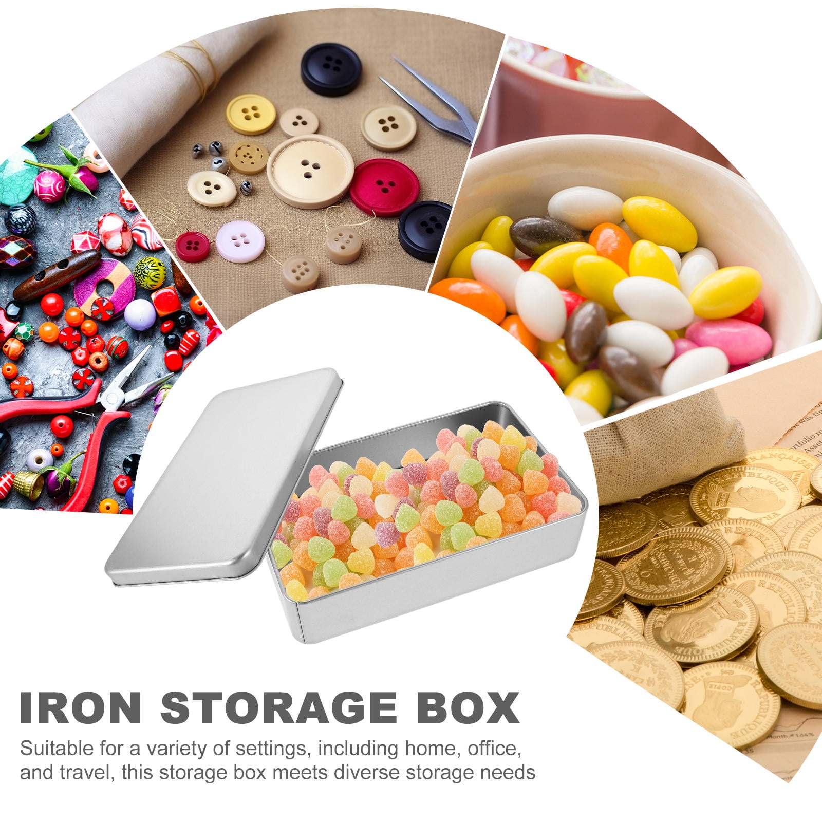 Hemoton 2 Pcs Rectangular Stamp Storage Box With Lid Metal Cash Box ...