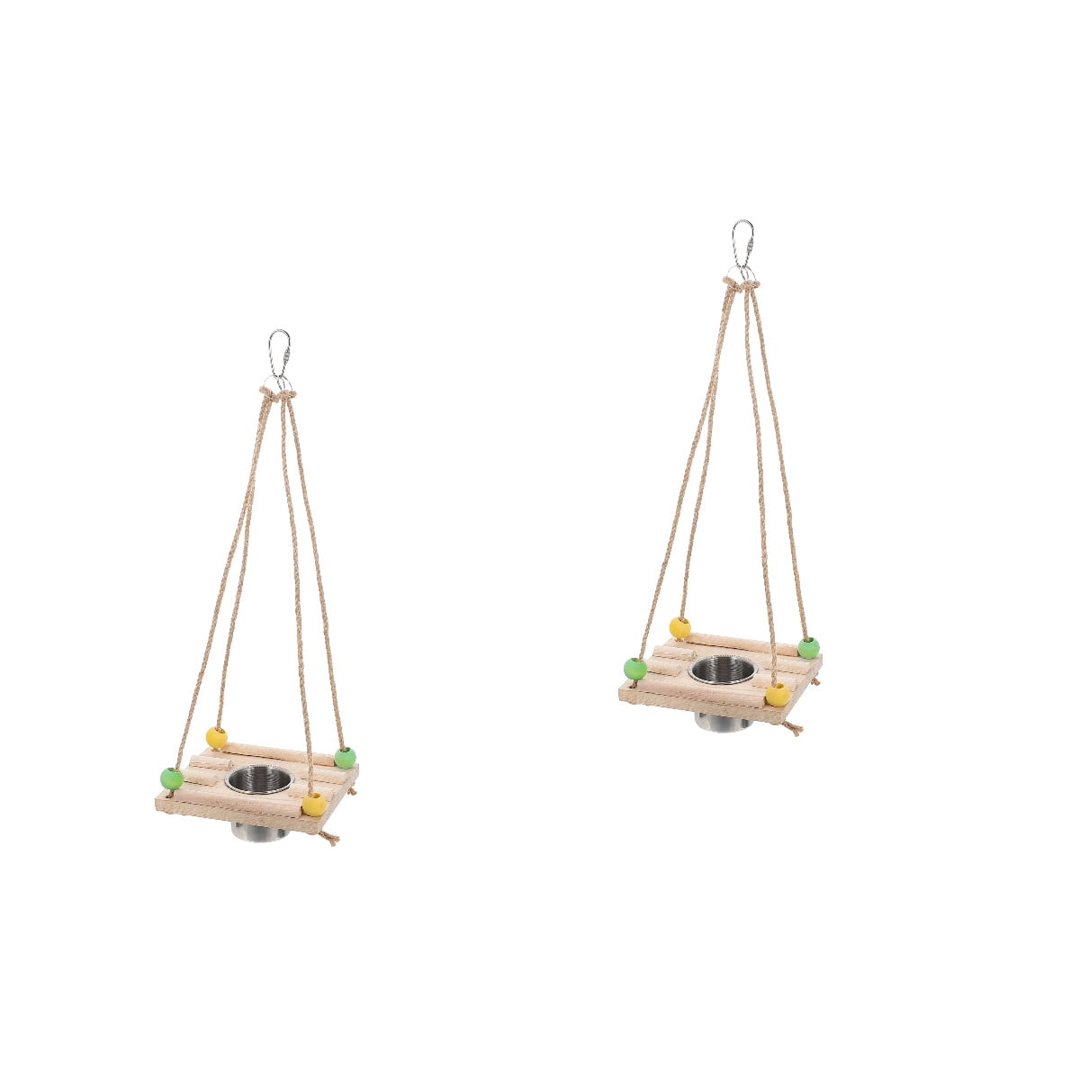 Hemoton 2-Pack Bird Cage Perch Stand with Hanging Swing and Cup, Parrot ...