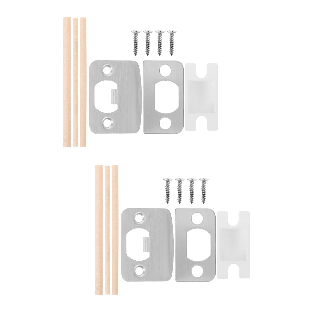 Hemoton 2 Sets Metal Door Strike Plates with Latch Plate for Secure ...