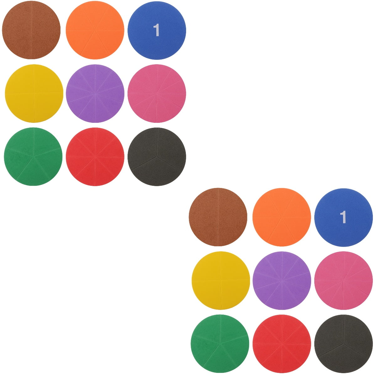 Hemoton 2 Sets EVA Fraction Circles School Fraction Cognition Trays ...