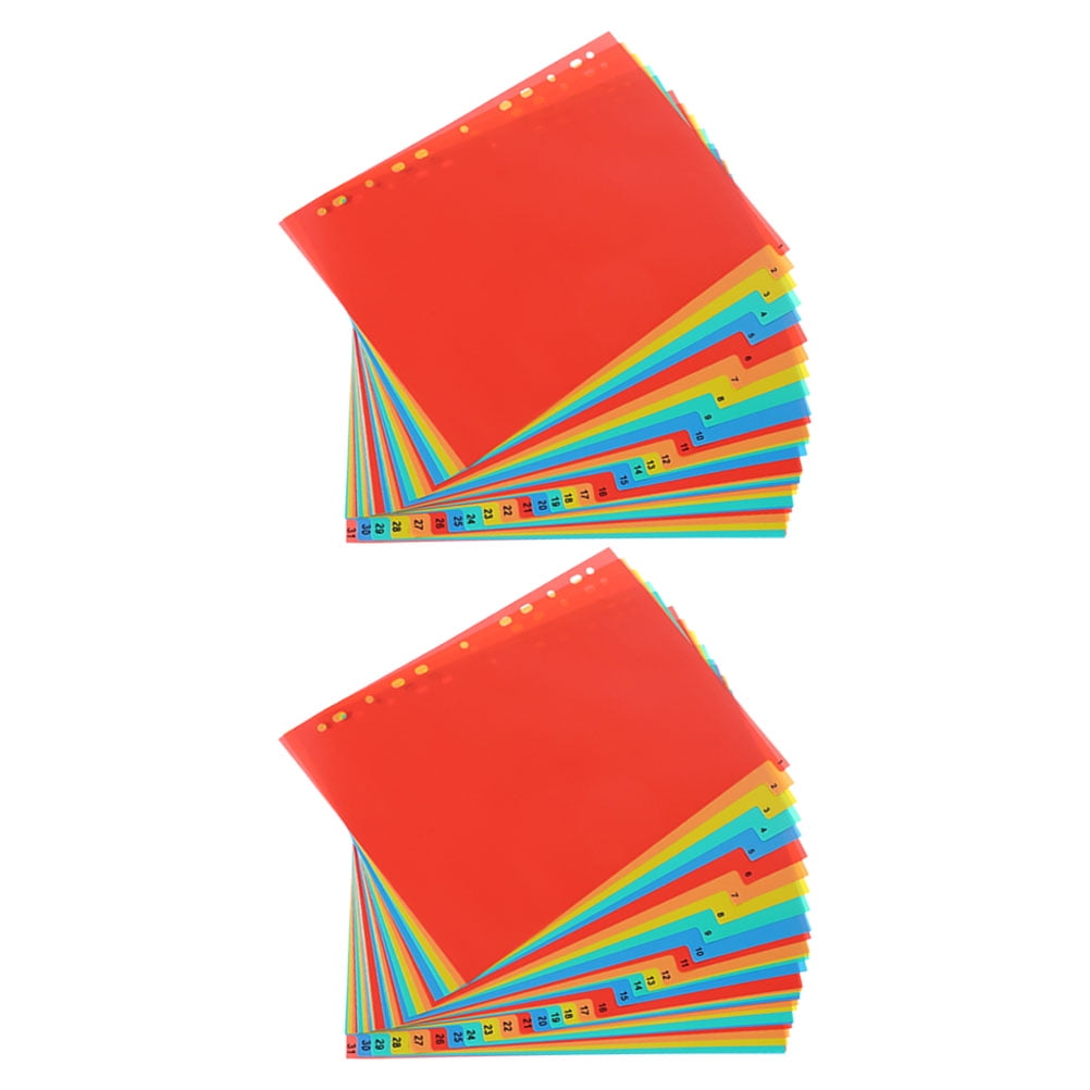 Hemoton 2 Sets Plastic Binder Dividers with 1-31 Number Tabs Insertable ...