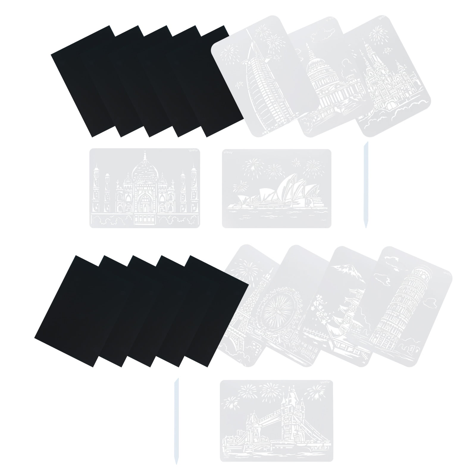 Hemoton 2 Sets Scratch Drawing Template Papers Templates Notes Pastel ...