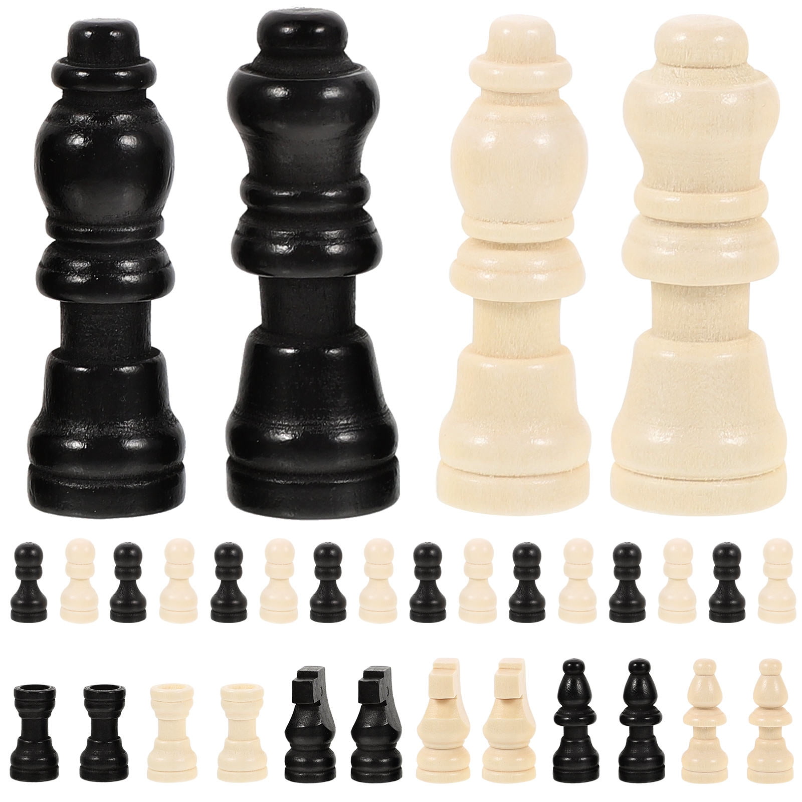 Hytrove Chess Pieces Only Wood 2 Sets for Chess Board 0.8x0.6x0.2in ...