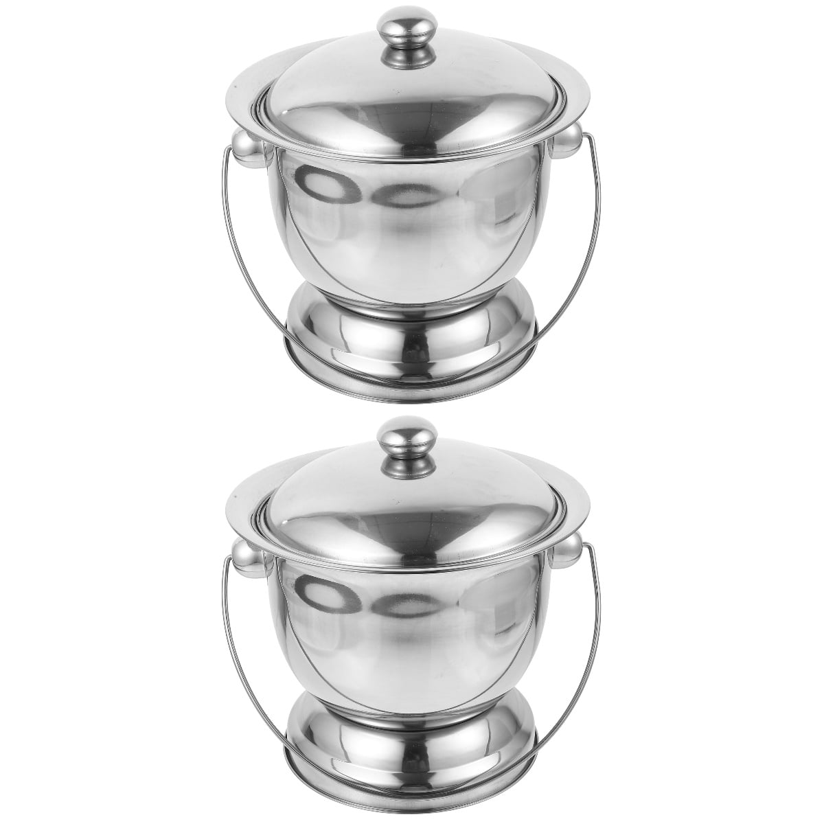 Hemoton 2 Sets of Chamber Pot Metal Urine Bucket with Lid Portable ...