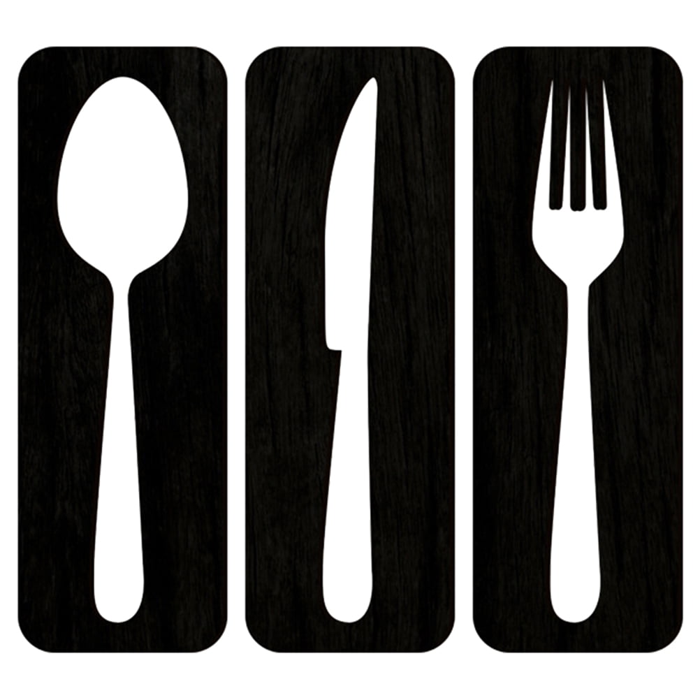 Hemoton Rustic Kitchen Wall Decor 2 Sets Wooden Spoon Fork Cutlery Sign ...