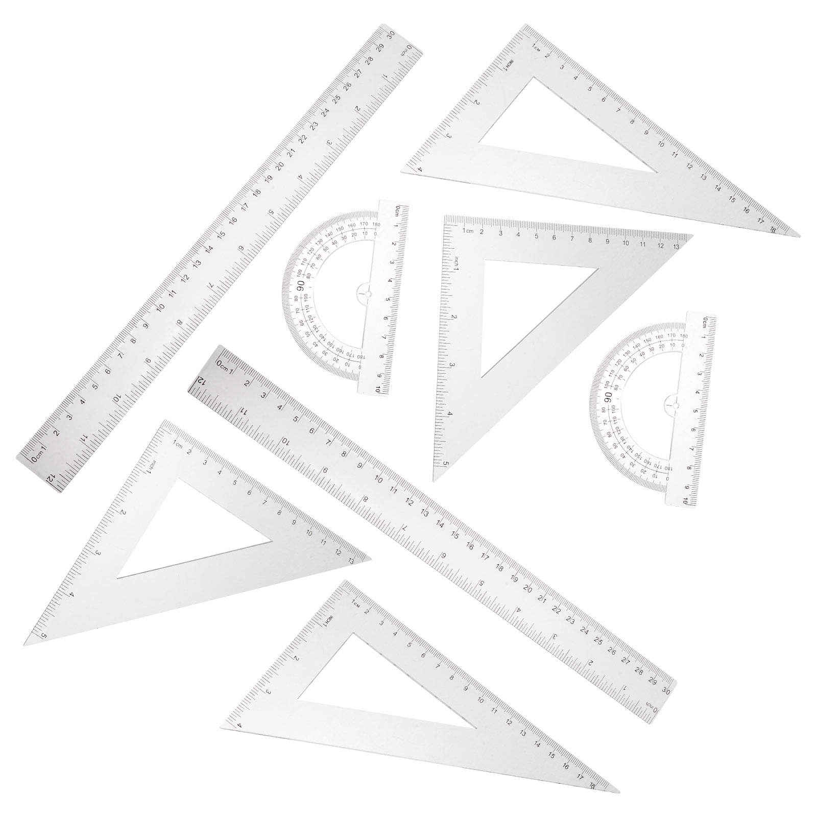Hemoton 2 Sets of Geometry Ruler Set Protractor Student Drafting Ruler ...