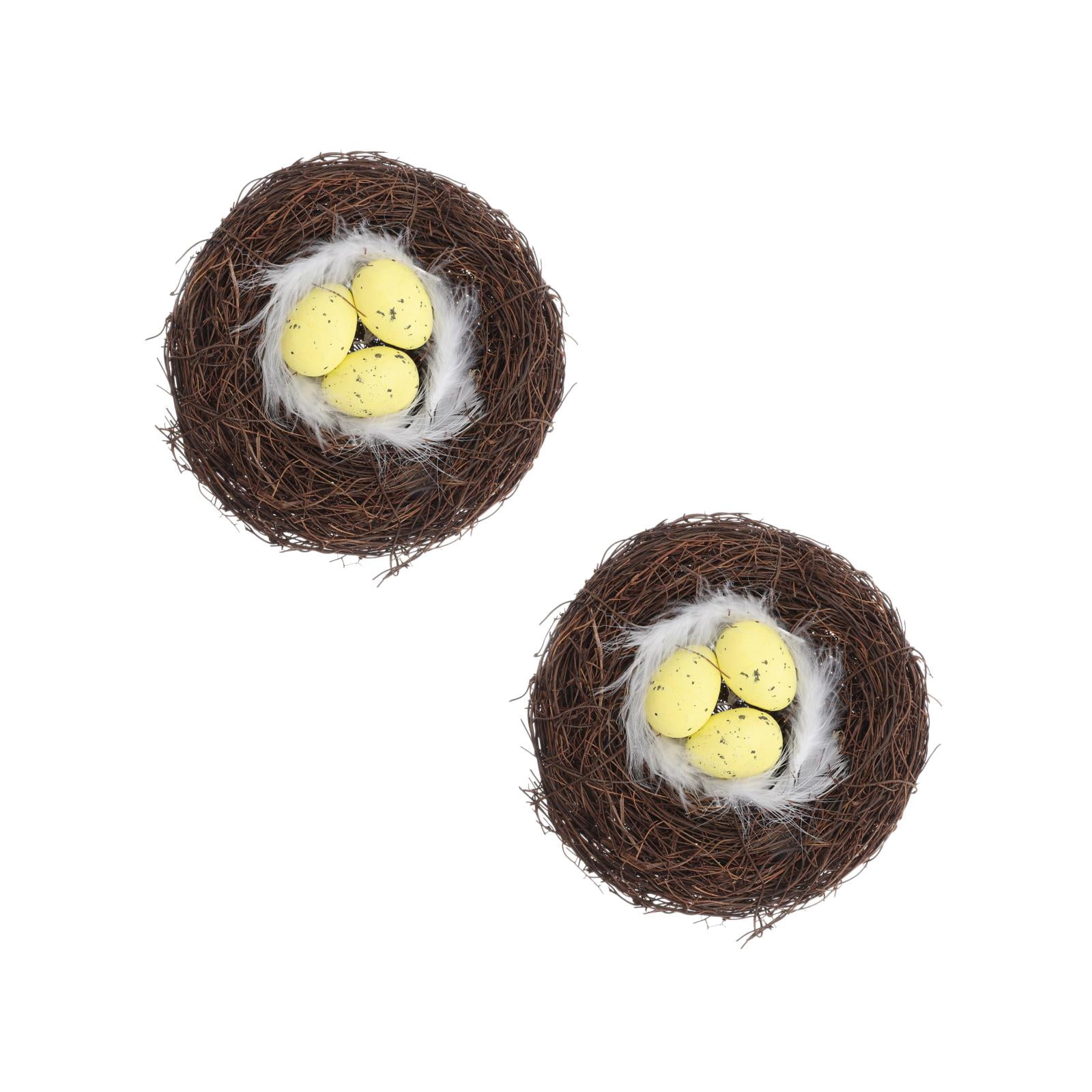 Hemoton 2 pcs Artificial Bird Nest with Eggs Rattan Twig Nest Easter ...