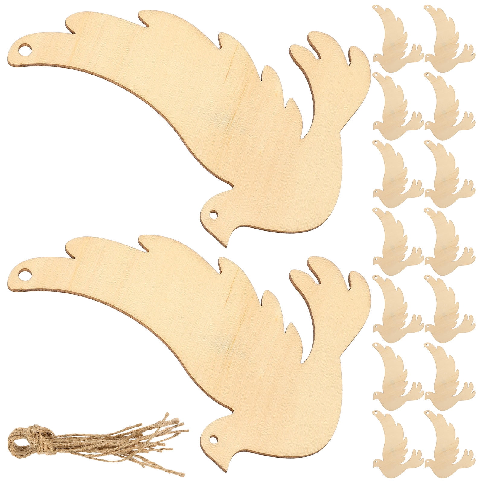 Hemoton 20 Pcs Wooden Pendant Unfinished Pigeon Miniature Woodcuts ...