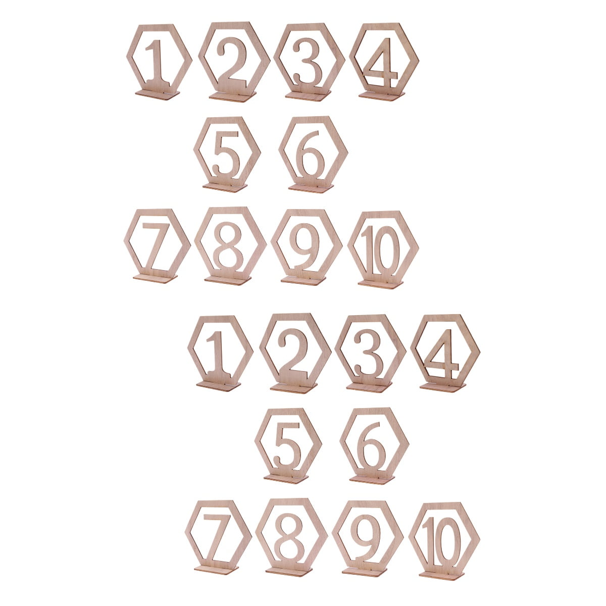 Hemoton 20 pcs 1-10 Wedding Wooden Table Numbers with Base Hexagon ...