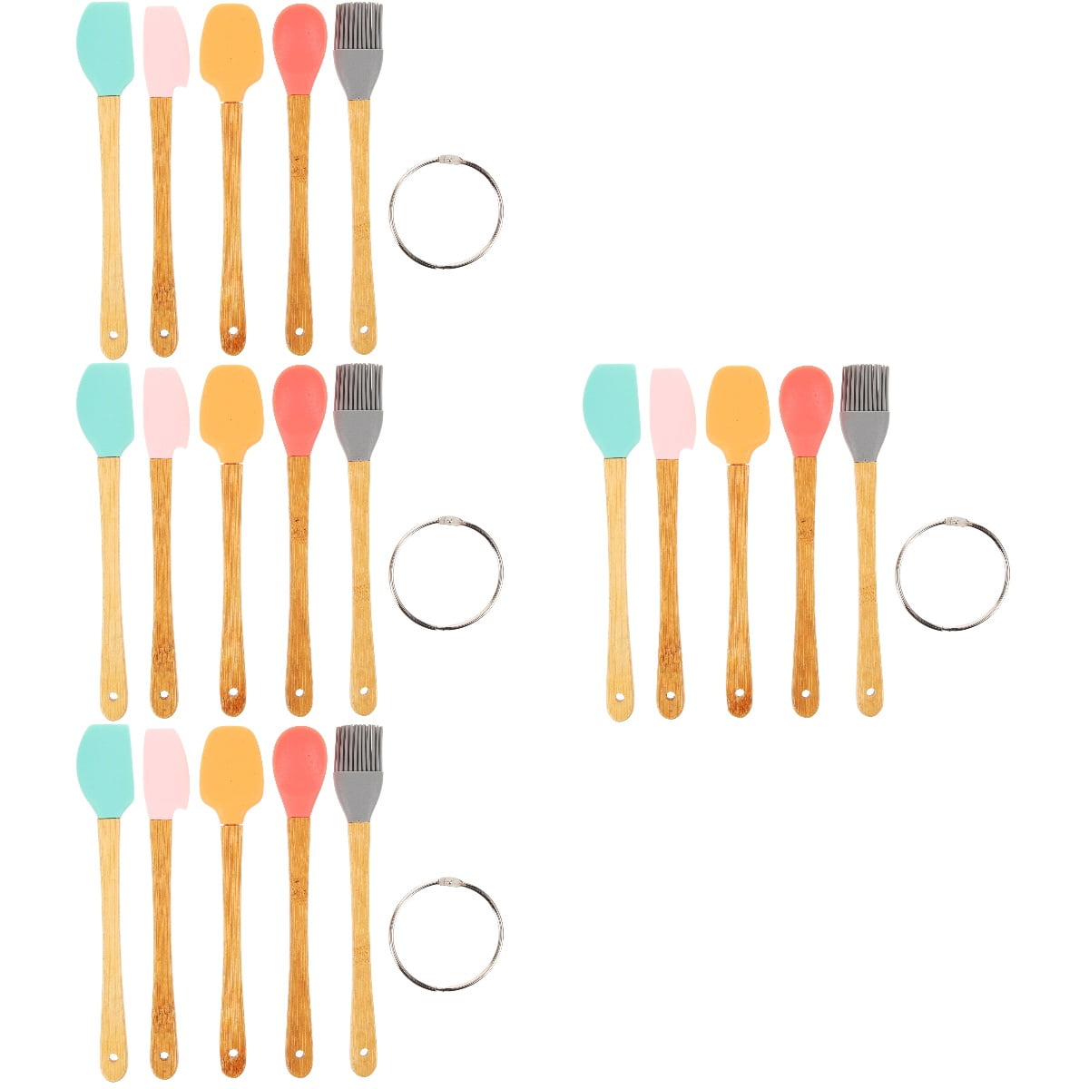 Hemoton 20 pcs Small Silicone Spatulas Kitchen Mini Spatulas Bamboo ...