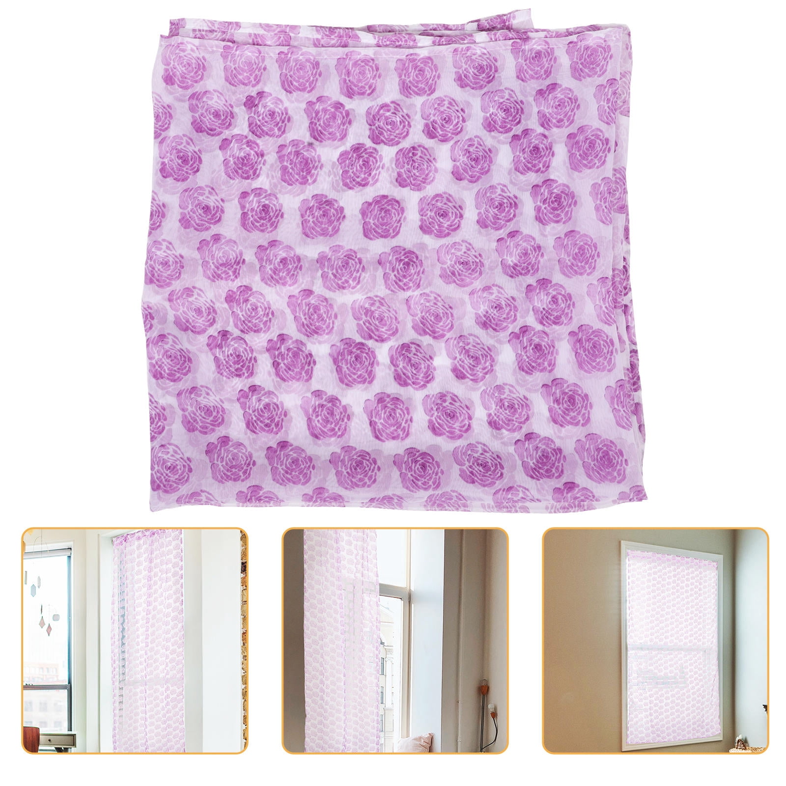 Hemoton 200 x 100cm Fashion Rose Voile Tulle Window Screens Door ...