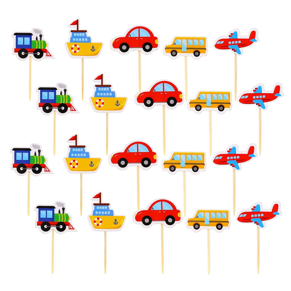 WEAVILUX 20Pcs Lovely Transportation Cake Toppers Chocolate Party ...