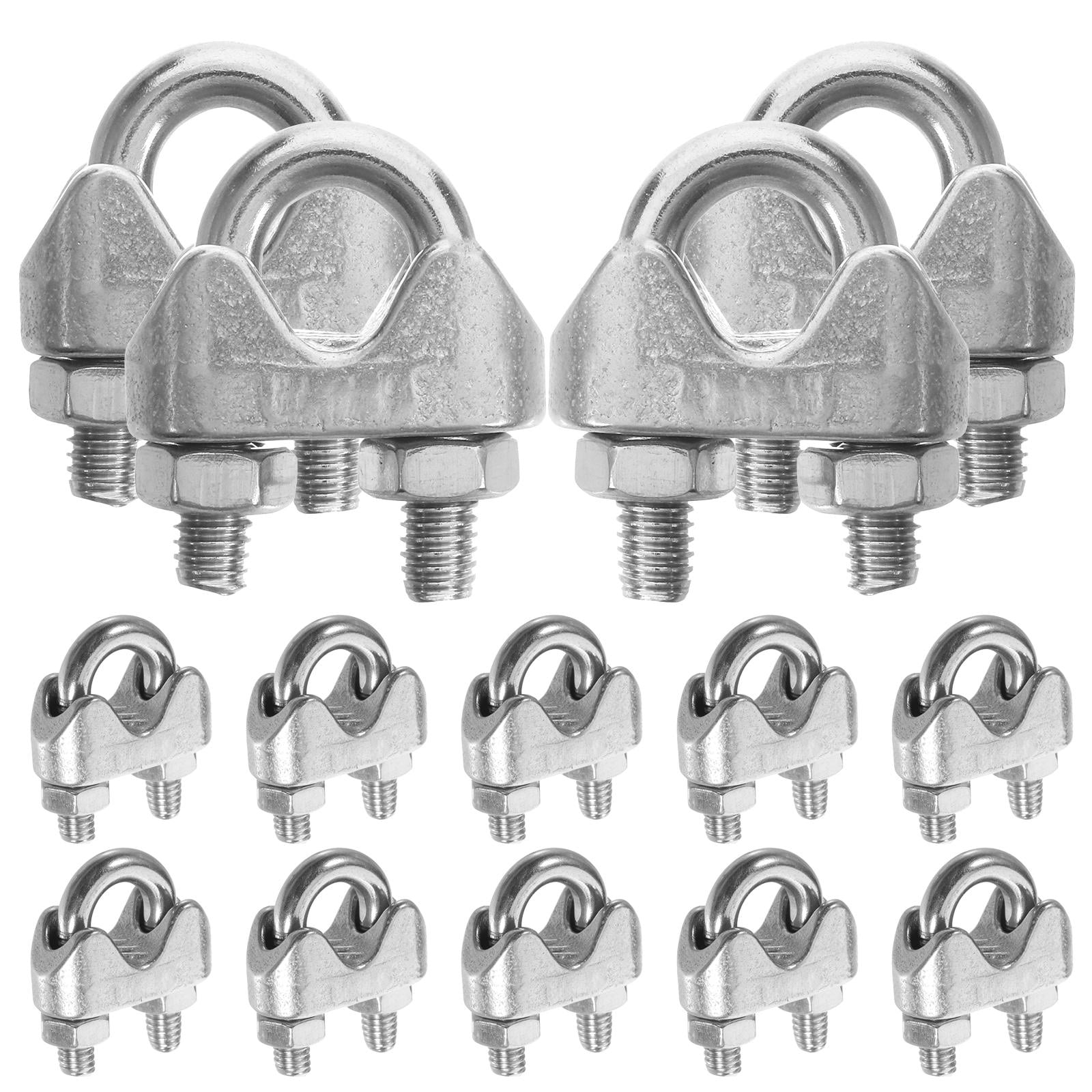 Hemoton 20pcs Cable Clamps Stainless Steel Wire Rope Clips U Bolt ...
