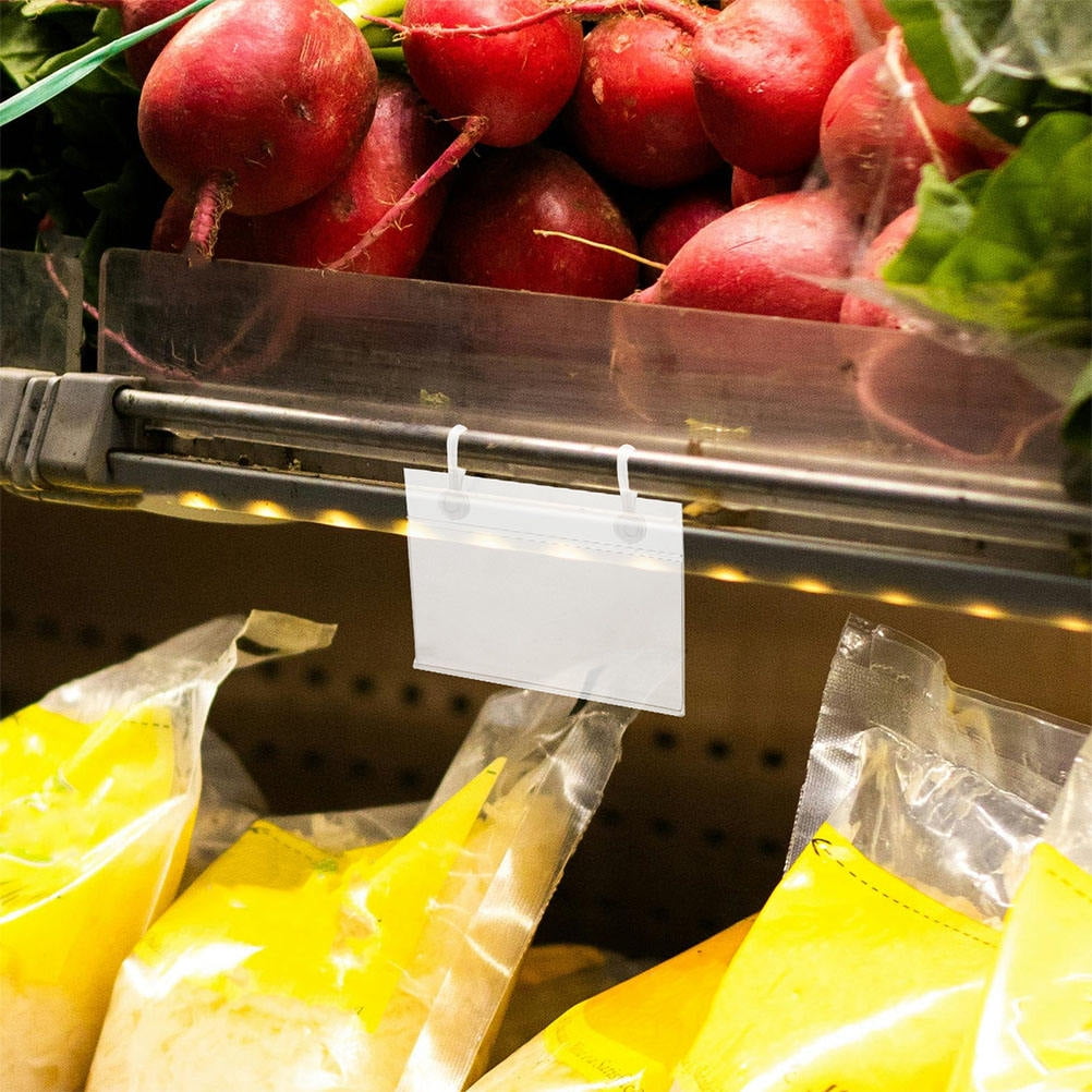 Hemoton 20pcs Clear Plastic Label Holders with Double Price Tag Clips ...