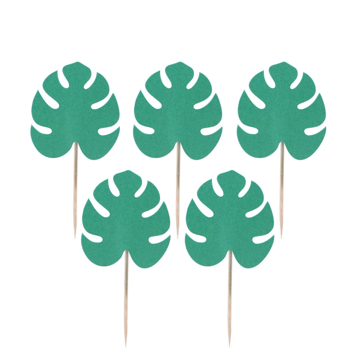 Hemoton 20pcs Monstera Leaf Cake Toppers Tropical Palm Leaves Cupcake ...