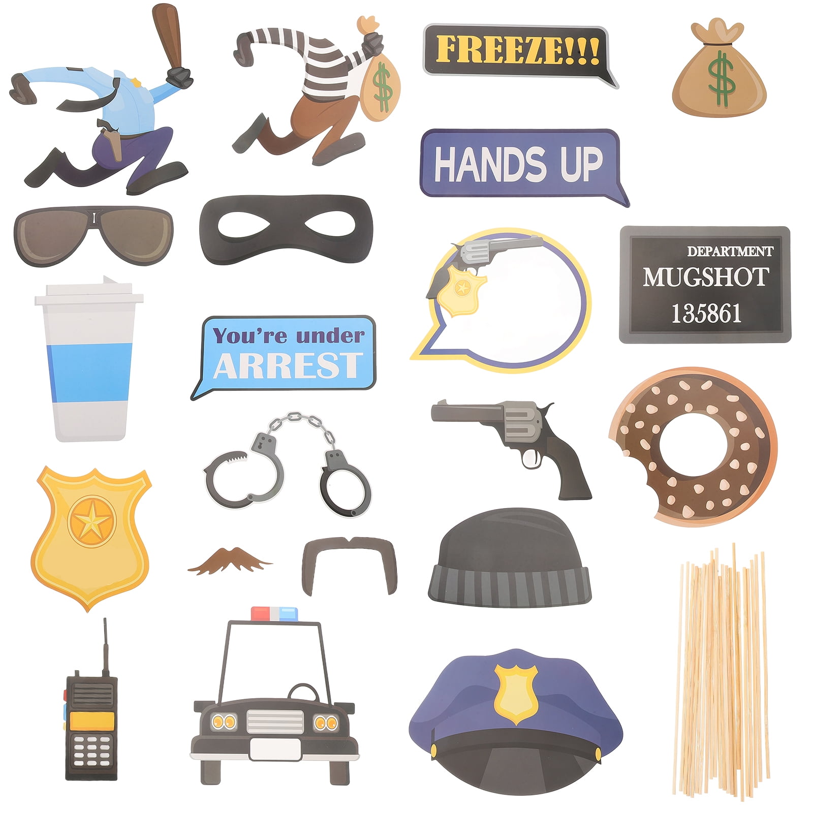 Hemoton 21 Pcs Party Decoration Props Cop Photo Booth Crime Scene Nurse ...