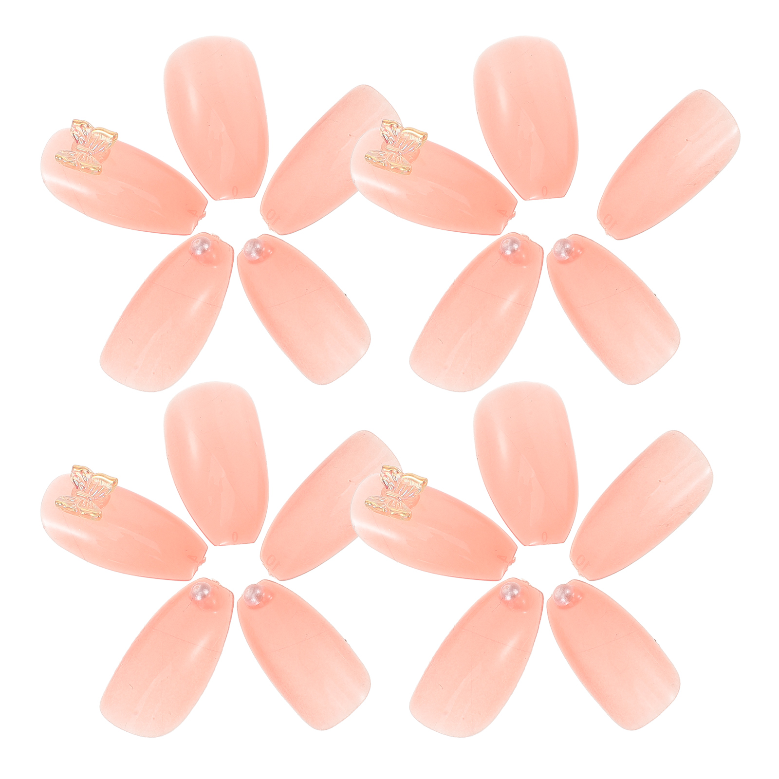 Hemoton 24pcs Butterflies Pink Long Press on Nails Woman Full Cove ...