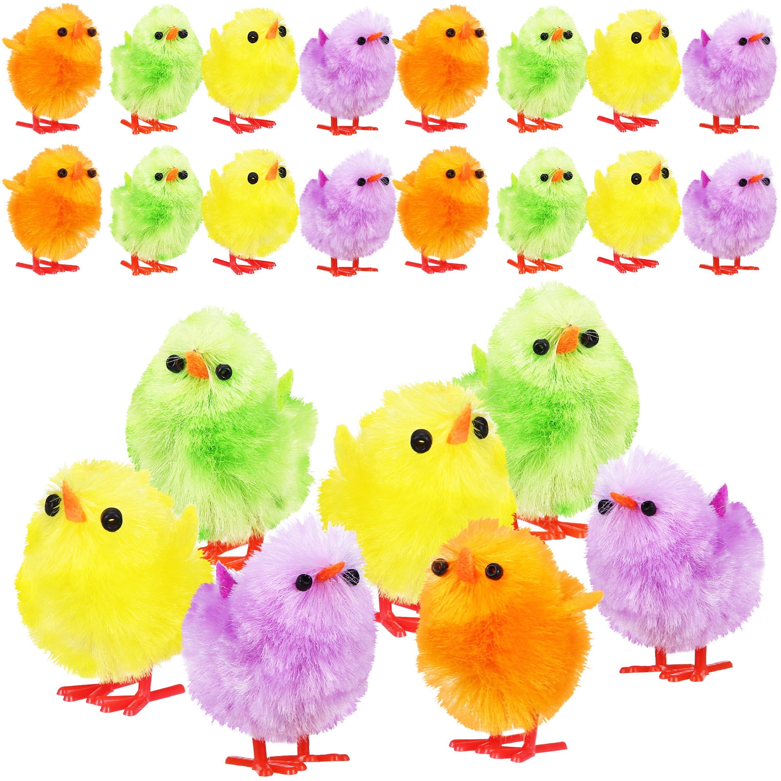 Hemoton 24pcs Easter Chicks Mini Chicks Colorful Plush Chicks Fuzzy ...