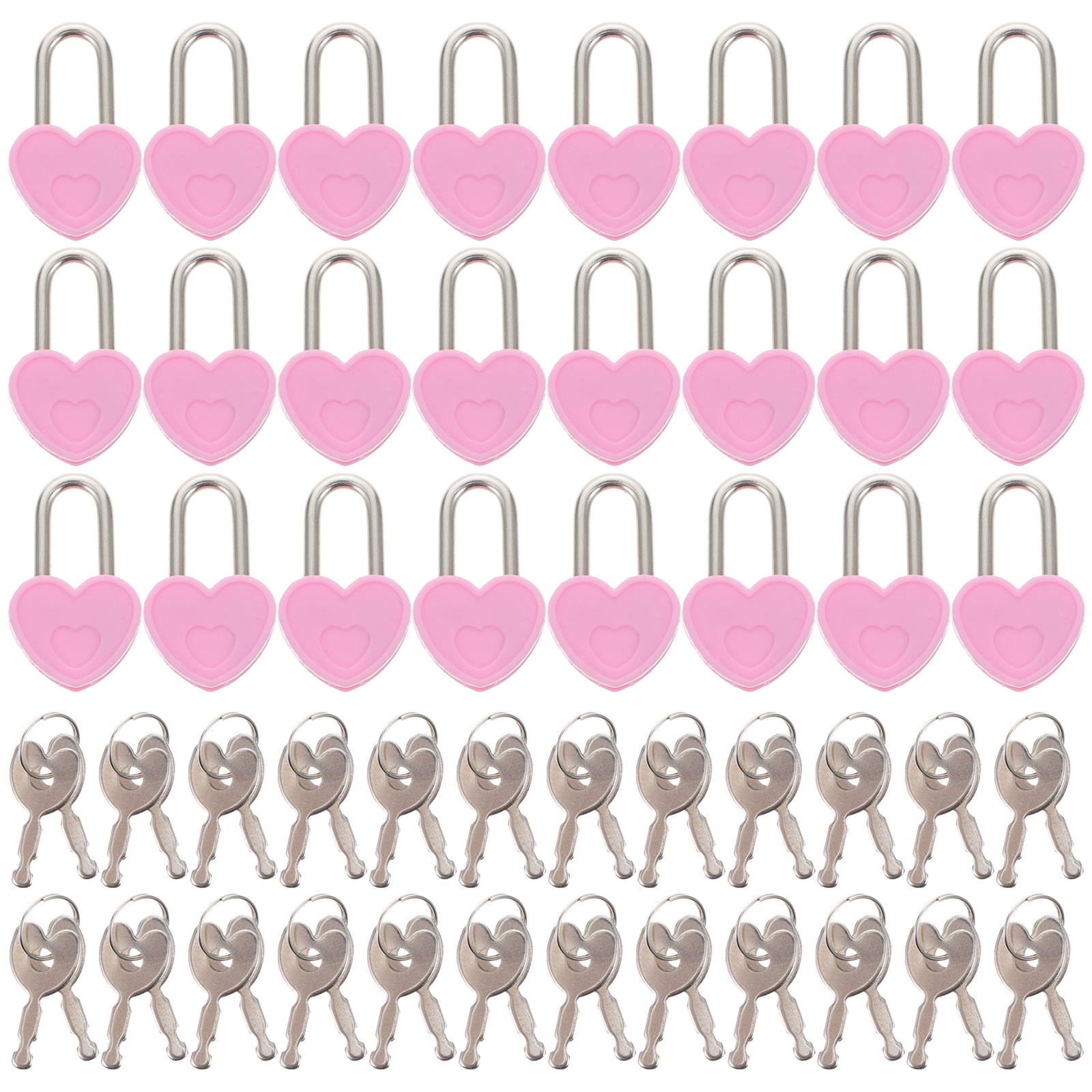 Hemoton 24pcs Small Metal Padlock Heart Shaped Padlock Mini Diary Book ...