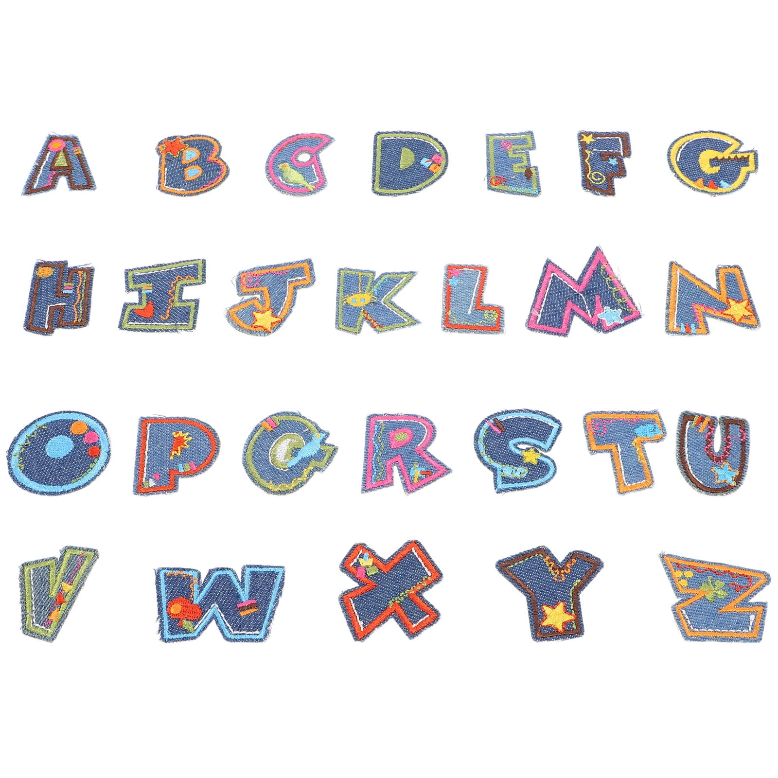 Hemoton 26pcs Colorful Alphabet Iron On Patches for Clothes Embroidered ...