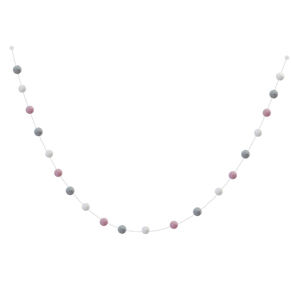WEAVILUX Wool Felt Ball Pom Poms Garlands Strings White Grey Pink 1Set ...