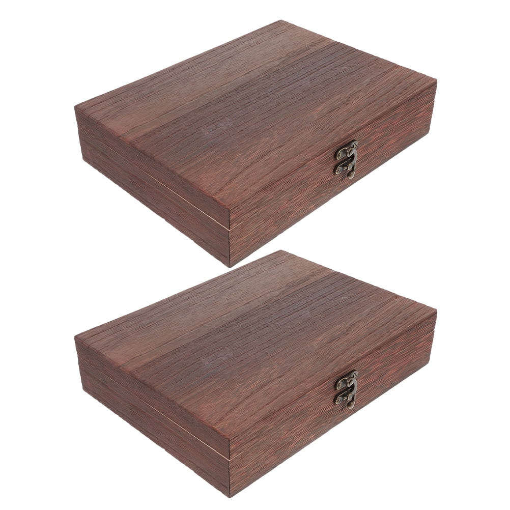 Phenofice Brown Wooden Box for Crafts and Jewelry Compact and Lidded ...