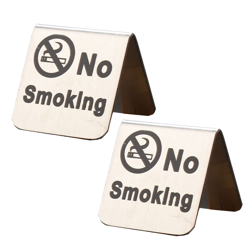 Homoyoyo 2Pcs Stainless Steel No Smoking Table Tent Sign Double Side ...
