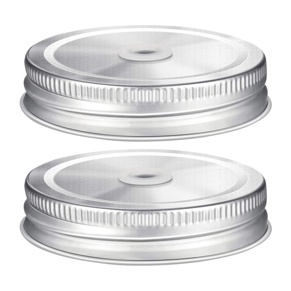 Hemoton 2Pcs Jar Straw Lids Stainless Steel Lids Canning Jar Lids with ...