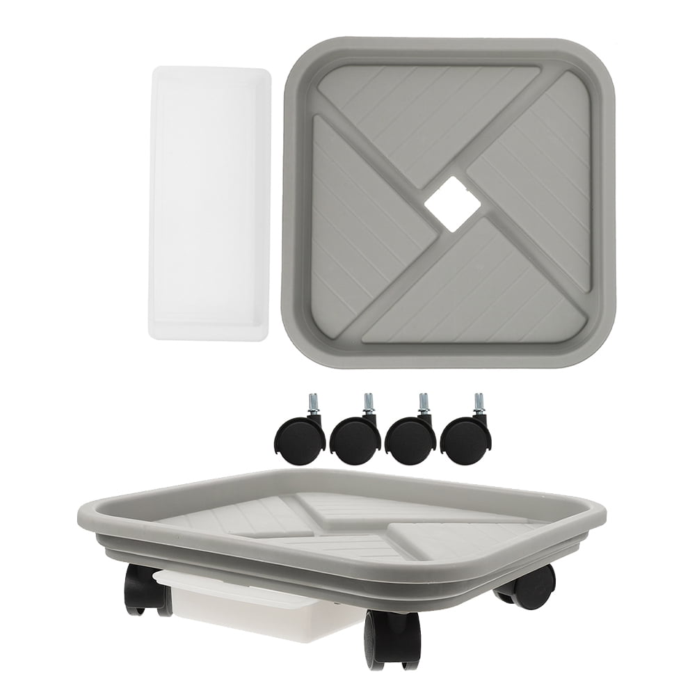 HEMOTON Movable Plant Stand with Wheels for Heavy Pots and Plants Grey ...