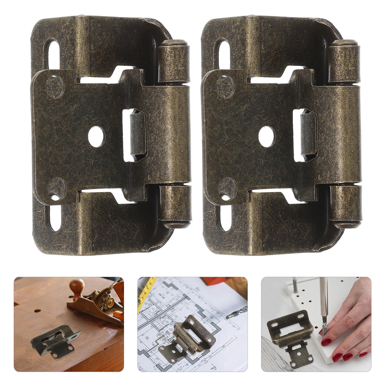 HEMOTON 2pcs 1/2 Inch Self Closing Heavy Duty Cabinet Hinges Semi Wrap ...