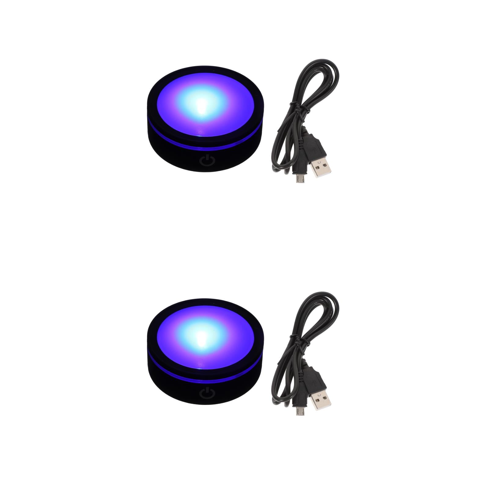 Hemoton 2pcs 3. 14In Roud LED Light Base USB Charing Color Changing ...