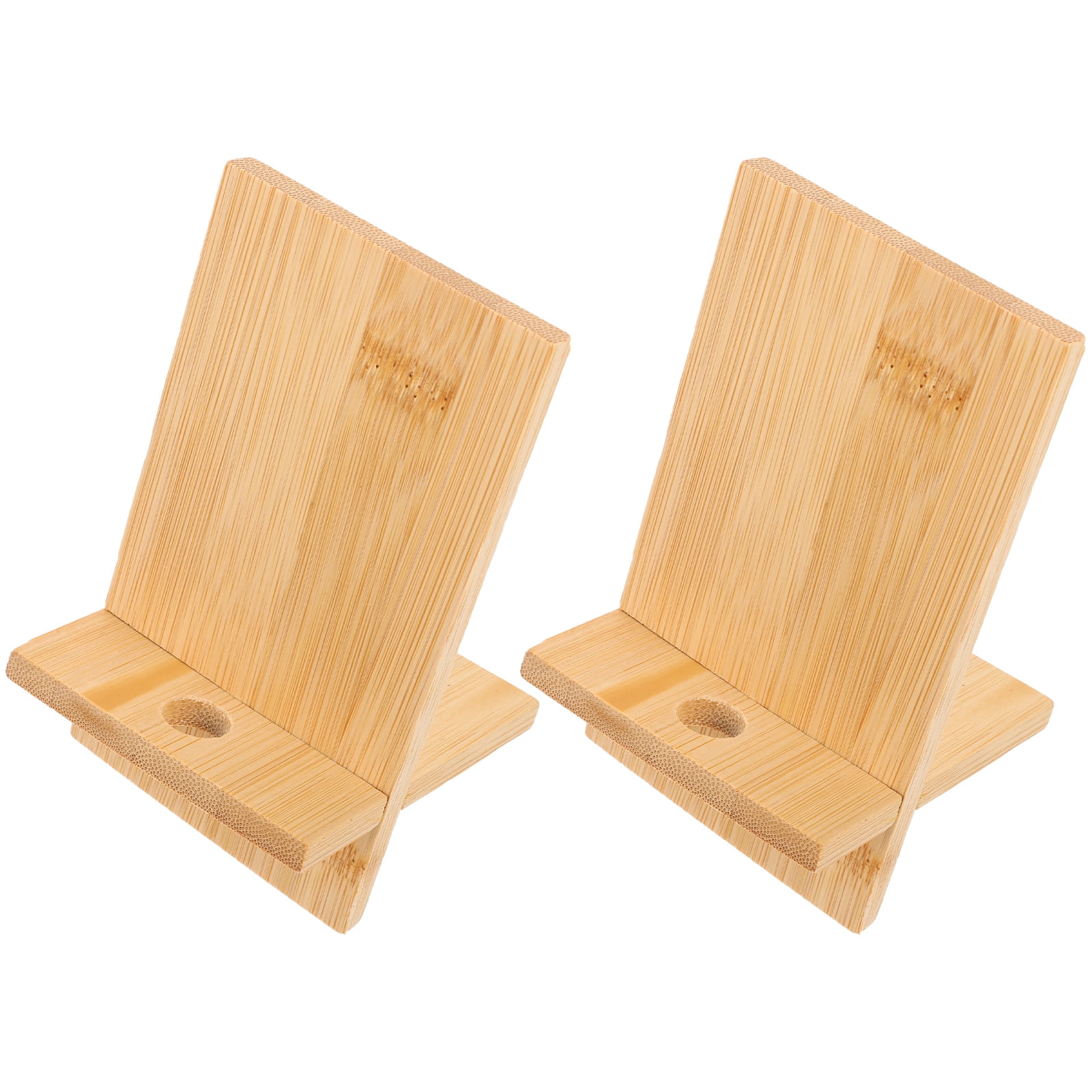 Hemoton 2pcs Bamboo Cell Phone Holder Universal Tablet Stand Desktop ...