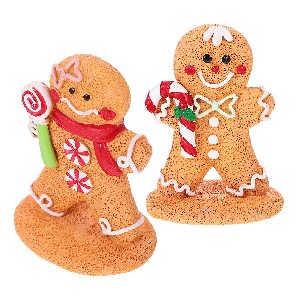 Hemoton 2pcs Christmas Decoration Cartoon Gingerbread Ornament Resin ...