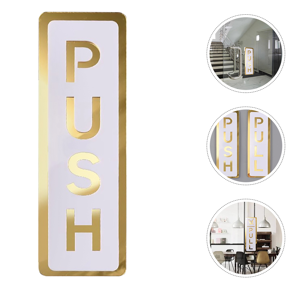 Hemoton 2pcs Double Layer Acrylic Push Pull Door Sign Door Pull And Push Signs Entrance Door ...
