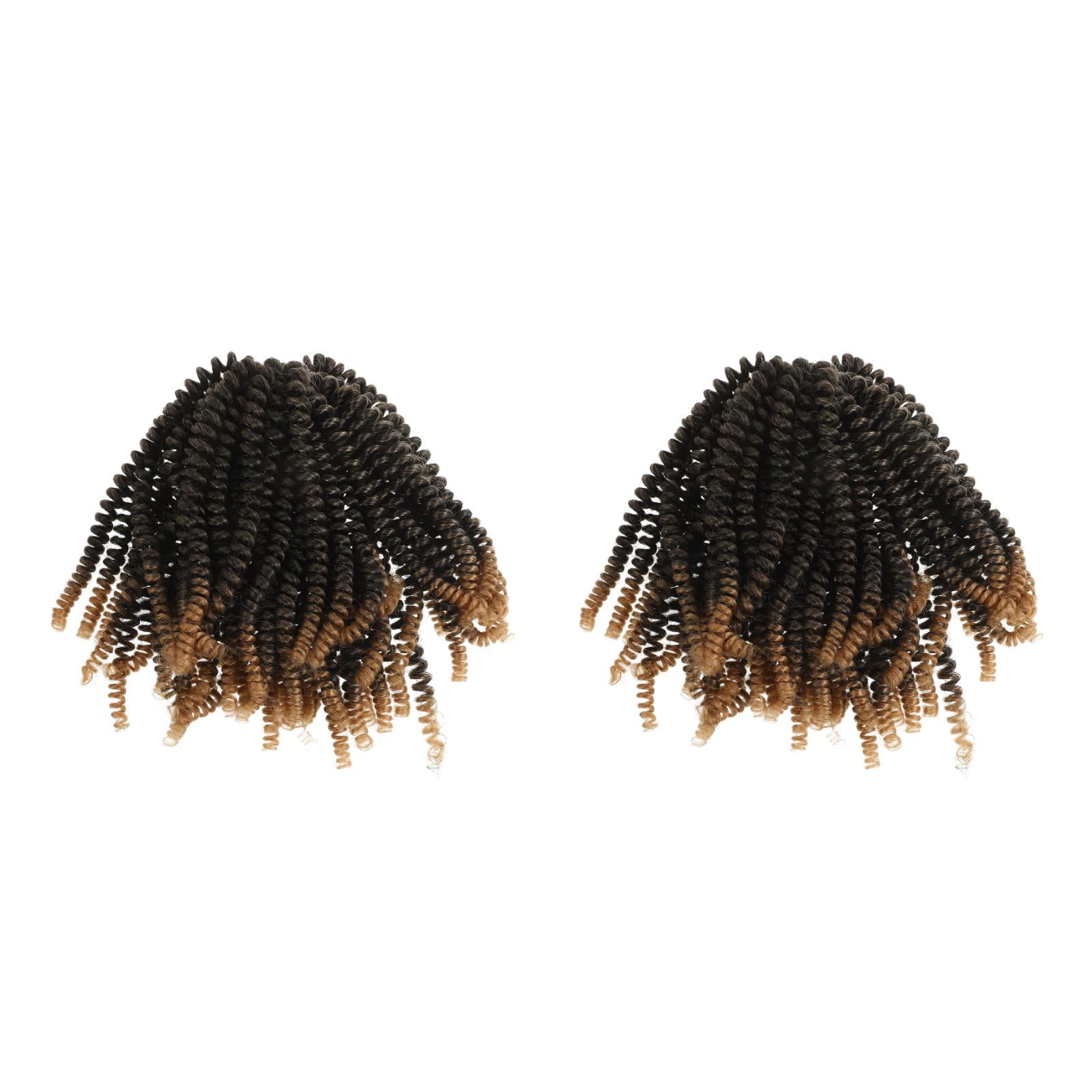 Hemoton 2pcs Human Hair Wigs with Bangs Short Afro Spring Twist ...