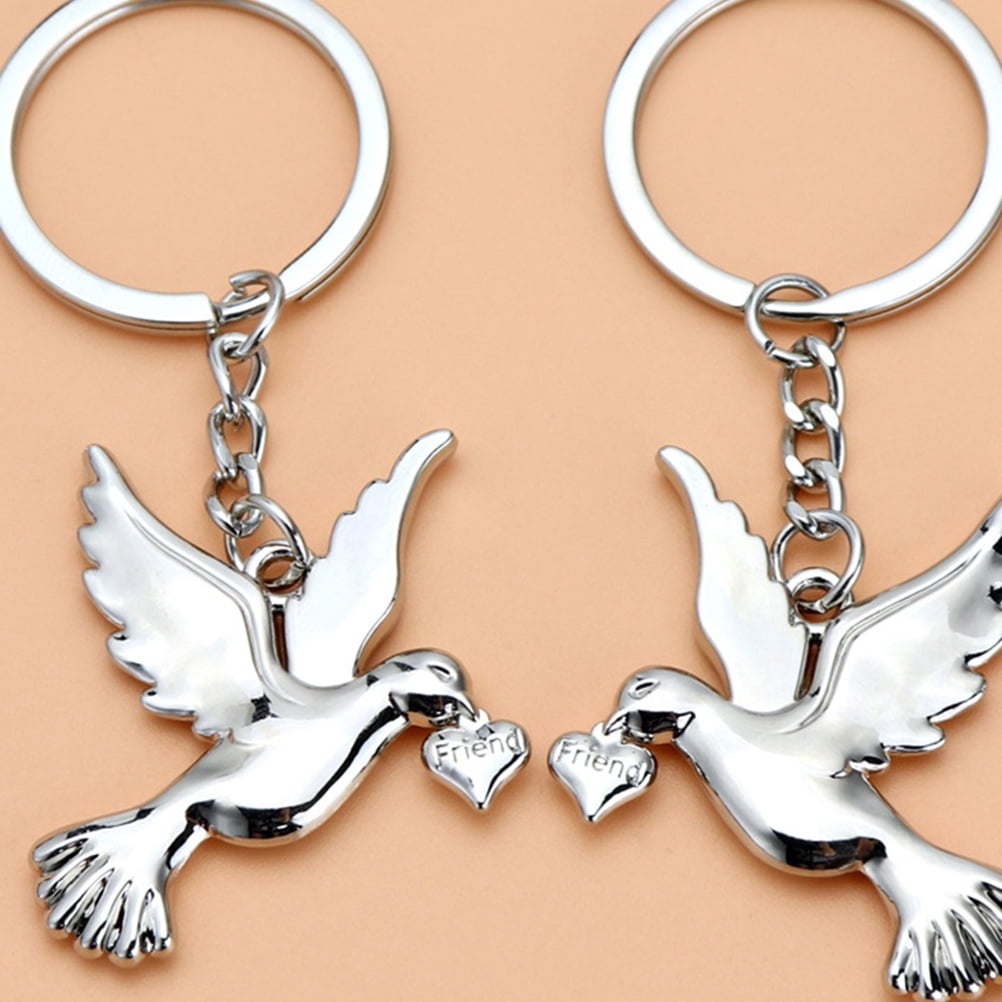 Hemoton 2pcs Keyrings Pigeon Key Chains Rings Doves Keychain Peace ...