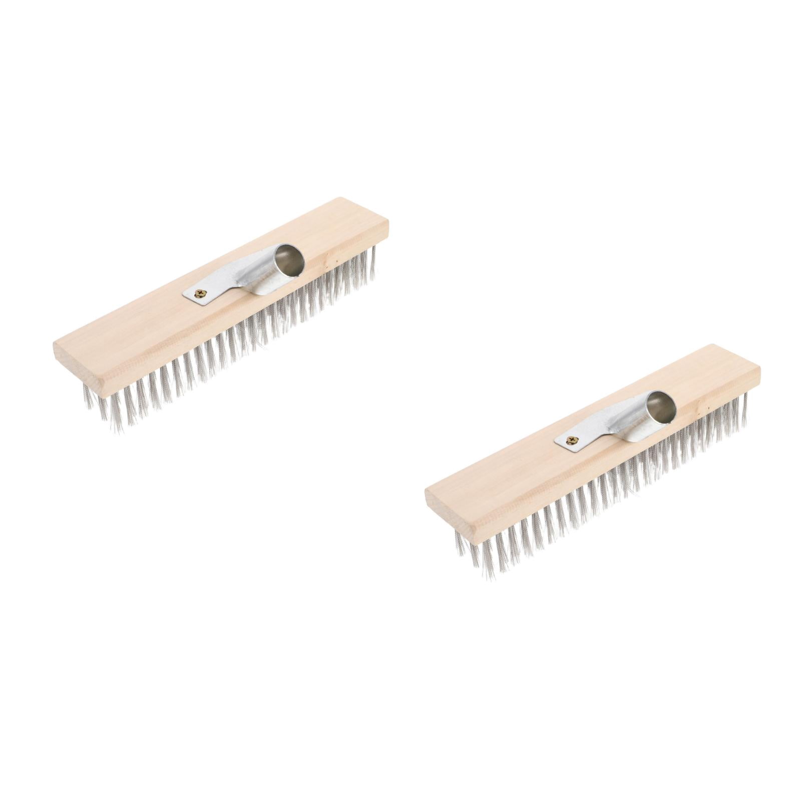 Hemoton 2pcs Long Handle Stainless Steel Wire Broom Head Wire Brush ...