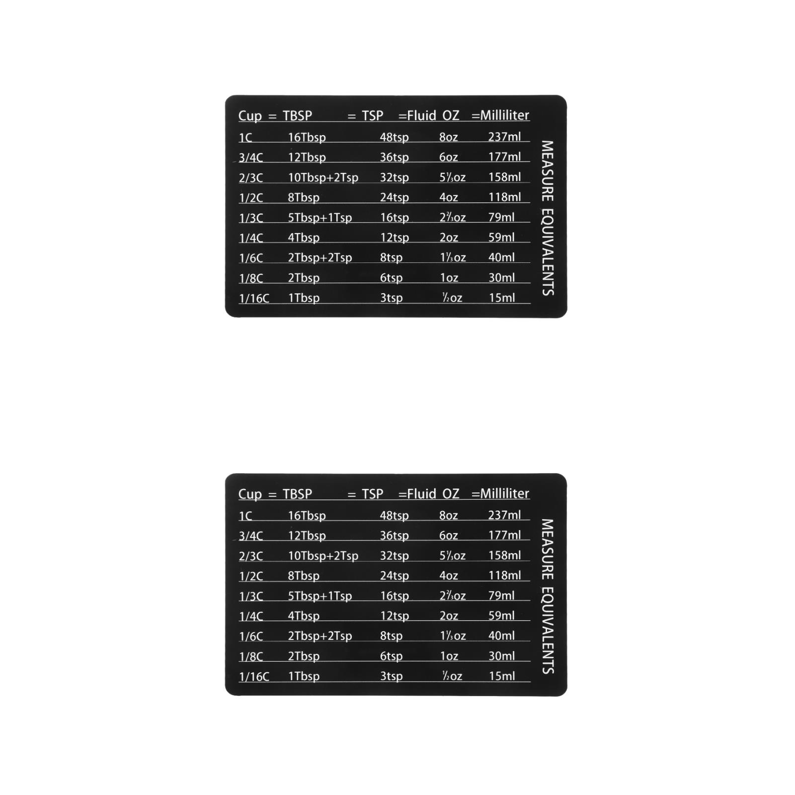 Hemoton 2pcs Measure Equivalents Conversion Chart Kitchen Conversion ...